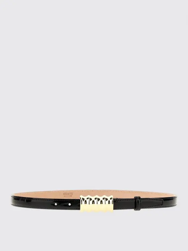 Khaite Lacquered Leather Belt With Gold Tone Buckle