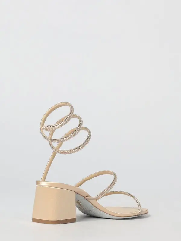 Rene Caovilla Laminated Leather Cleo Sandal With Rhinestones