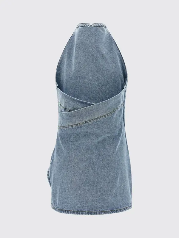 Magda Butrym Denim Mini Dress With Flower Appliqu