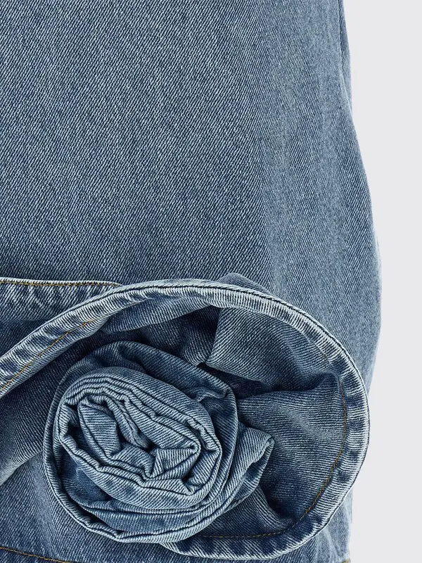 Magda Butrym Denim Mini Dress With Flower Appliqu