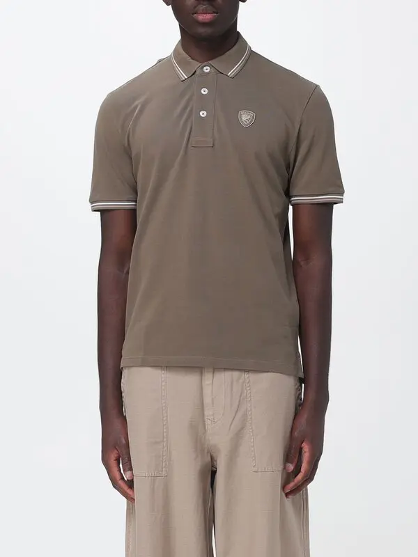 BLAUER. Cotton Polo Shirt With Emblem - Military