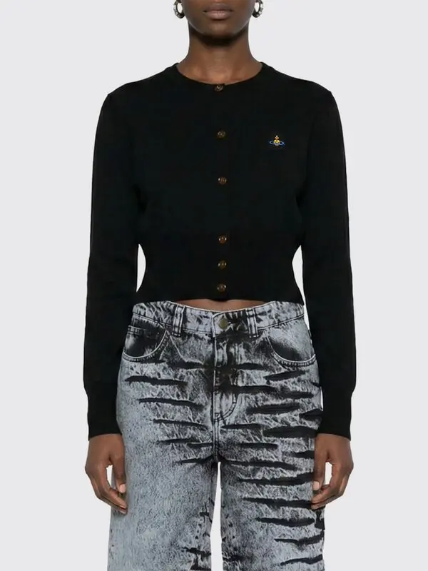 VIVIENNE WESTWOOD Wool Cardigan With Embroidered Orb Logo