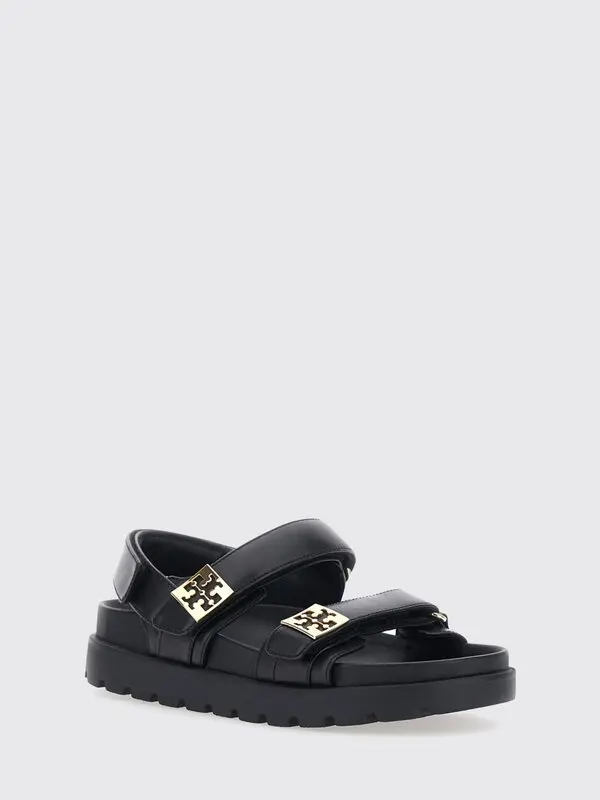 Tory Burch Mellow Leather Slingback Sandals With Double T Logo And Low Heel