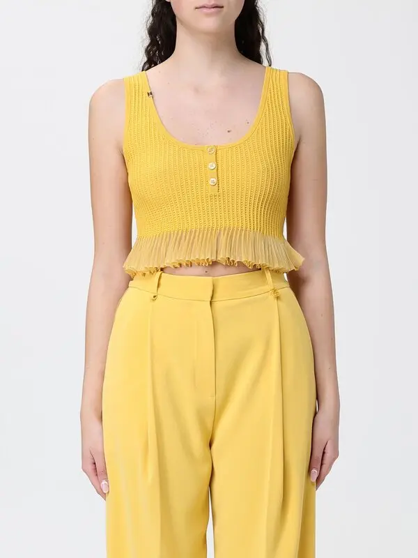 Elisabetta Franchi Knitted Cropped Top - Yellow