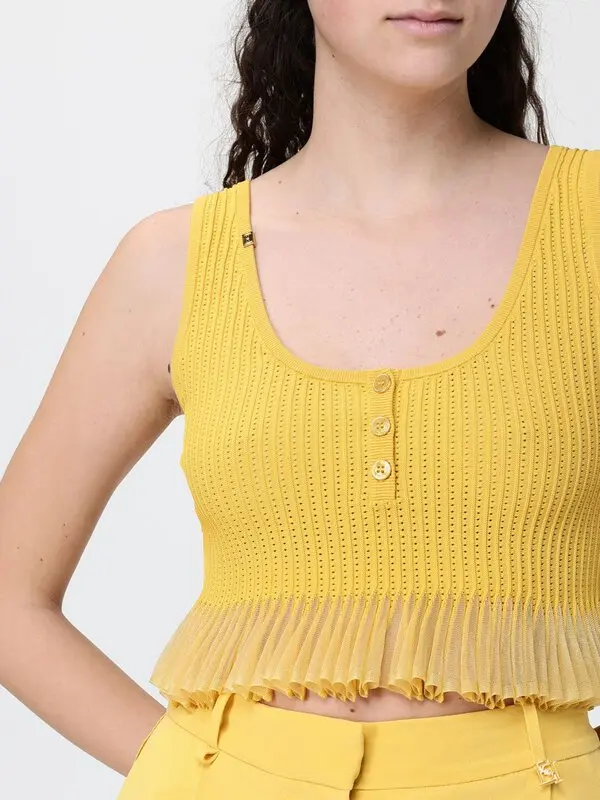 Elisabetta Franchi Knitted Cropped Top - Yellow