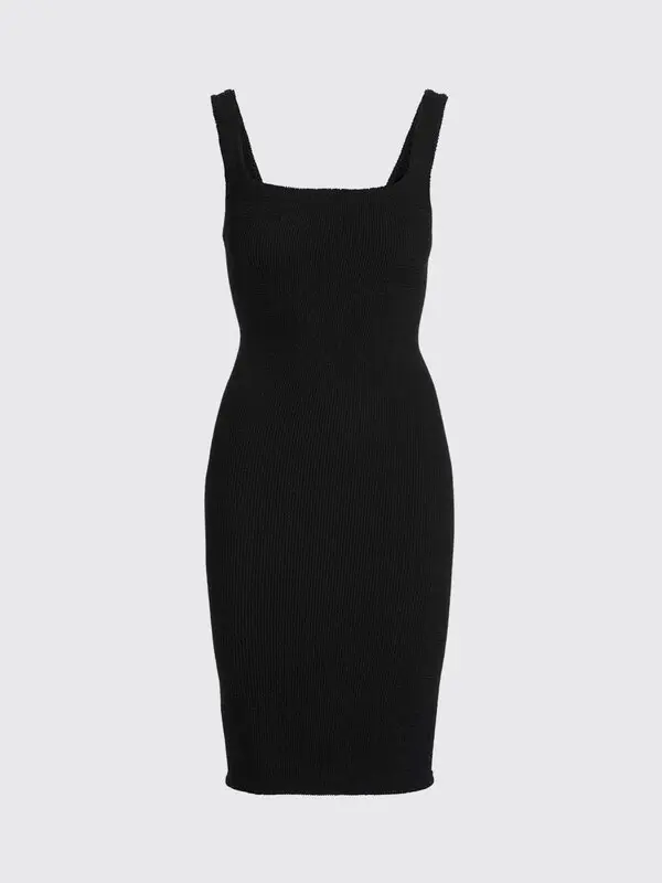 Hunza G Ribbed Square Neck Midi Dress
