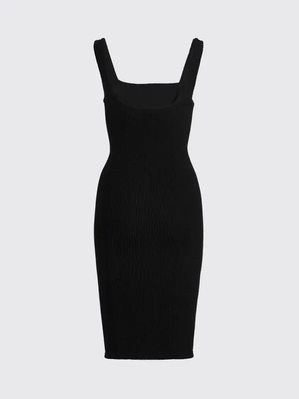 Hunza G Ribbed Square Neck Midi Dress