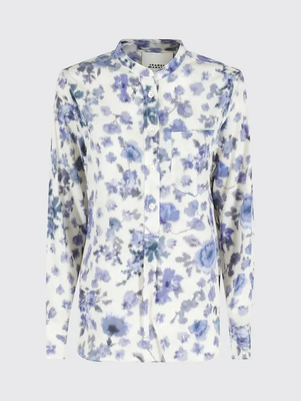 Isabel Marant Étoile Long Sleeve Mandarin Collar Floral Shirt - Blue