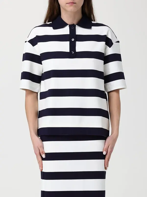 Max Mara Striped Cotton Polo Shirt - Blue