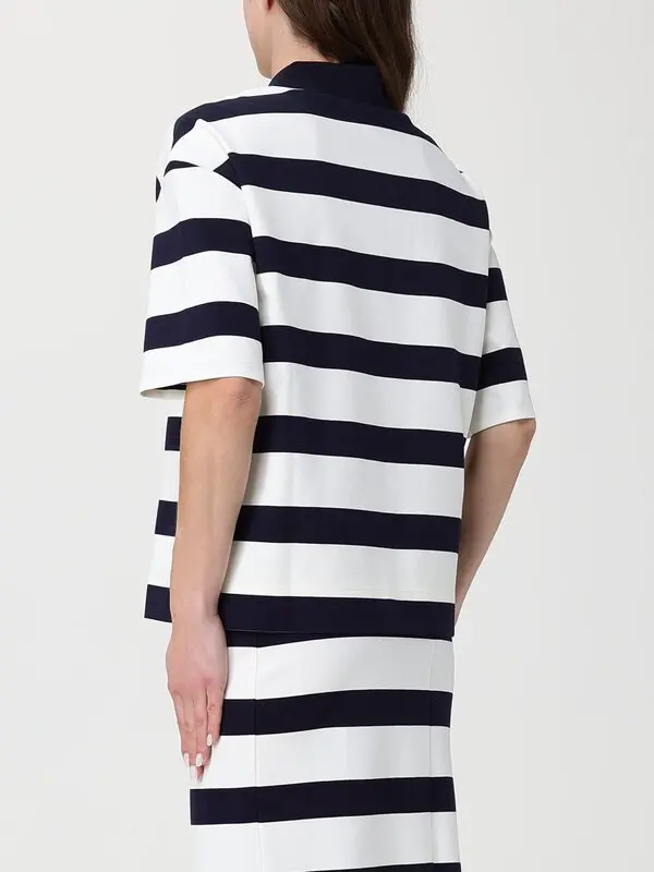 Max Mara Striped Cotton Polo Shirt - Blue
