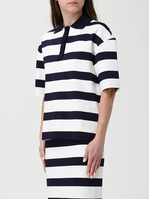 Max Mara Striped Cotton Polo Shirt - Blue