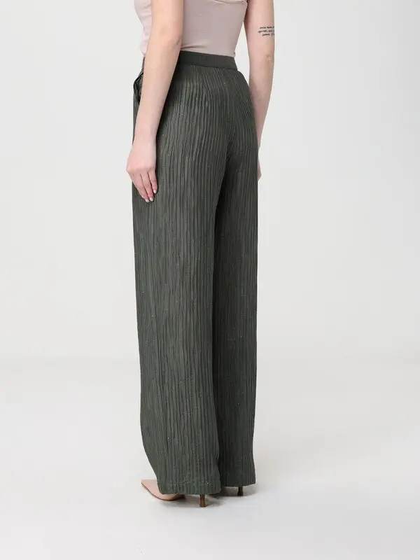 Emporio Armani Pleated Lyocell Blend Palazzo Pants - Grey