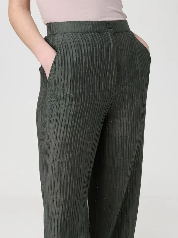 Emporio Armani Pleated Lyocell Blend Palazzo Pants - Grey