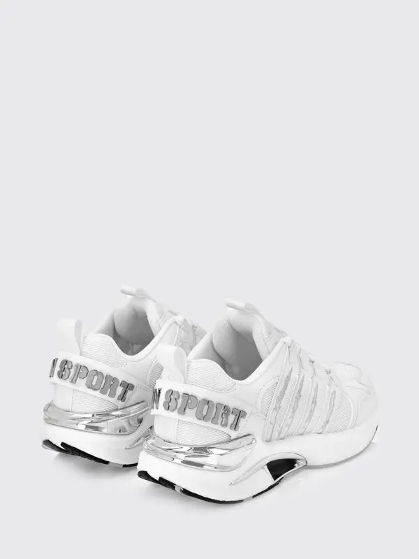 PLEIN SPORT Leather And Mesh Sneakers - White