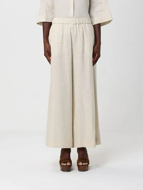 Max Mara Linen Crop Trousers - Beige