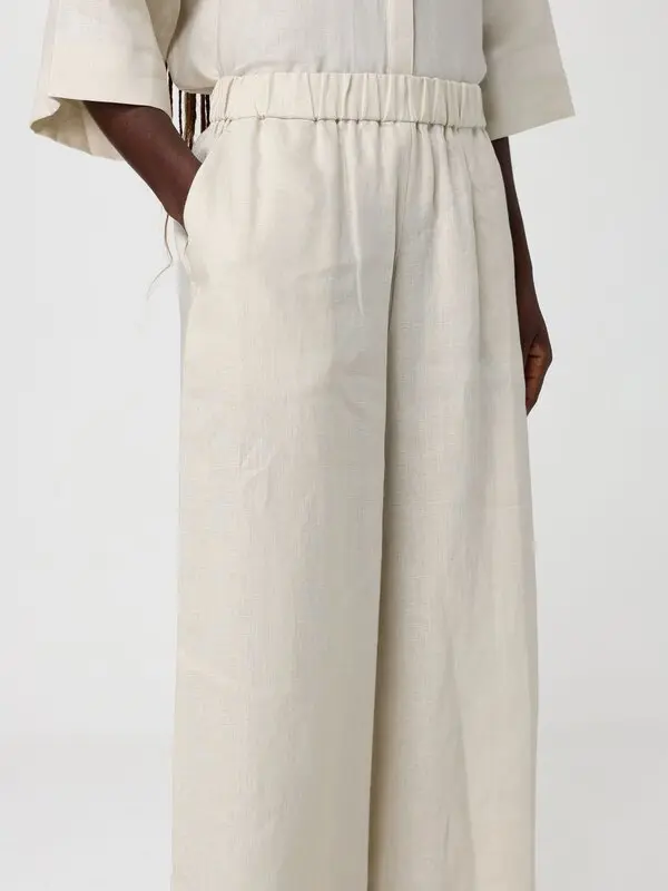 Max Mara Linen Crop Trousers - Beige