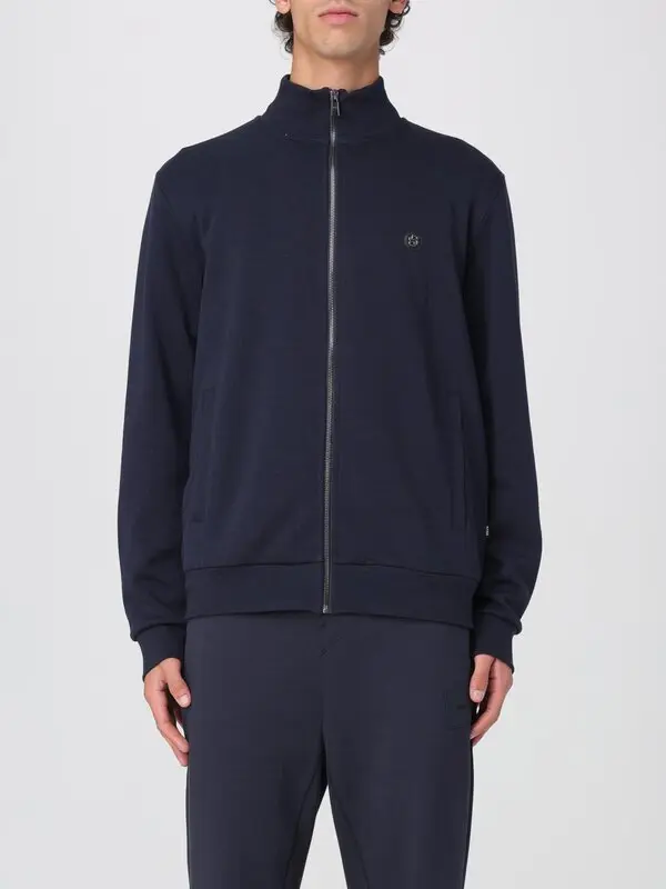 BOSS Zip-up Sweatshirt With Stand Collar - Blue