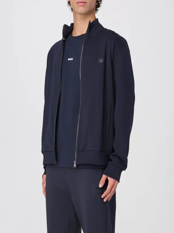 BOSS Zip-up Sweatshirt With Stand Collar - Blue