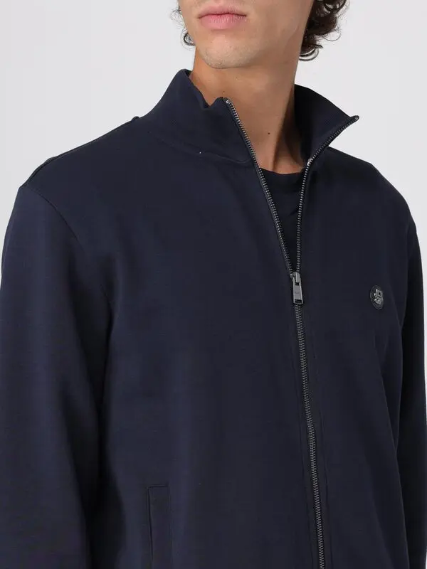 BOSS Zip-up Sweatshirt With Stand Collar - Blue