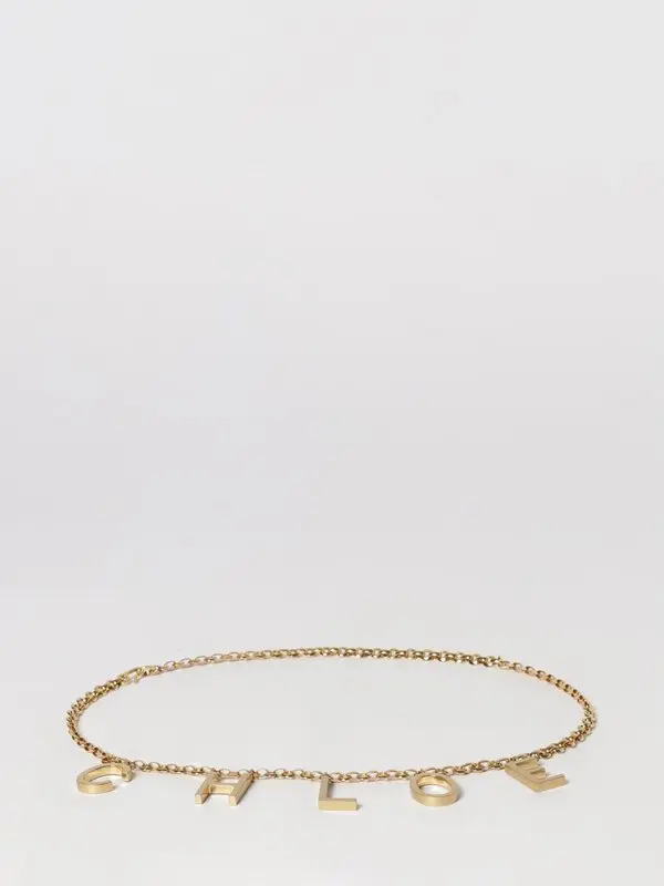 Chloé Metallic Chain Belt With Logo Charm - Gold