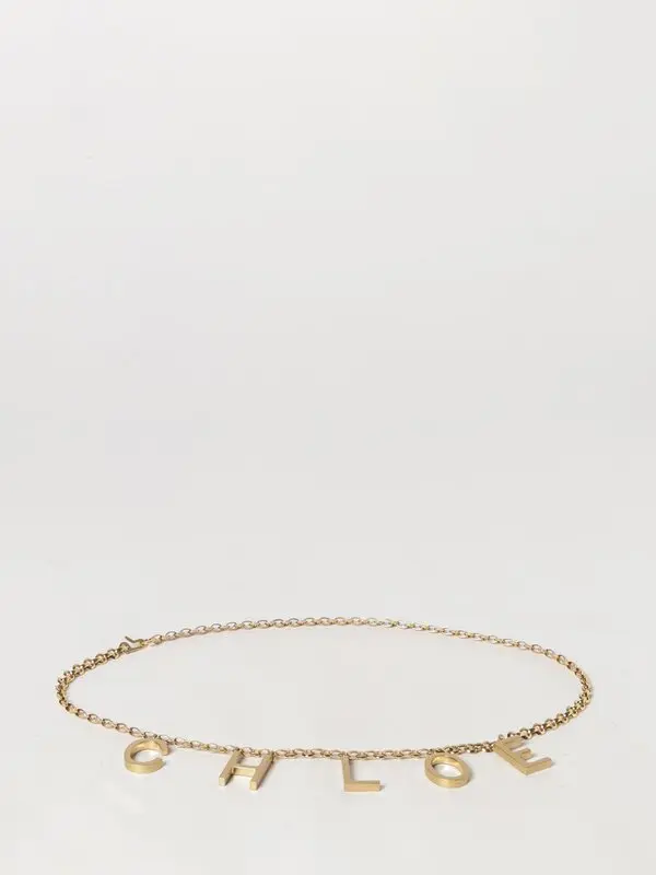 Chloé Metallic Chain Belt With Logo Charm - Gold