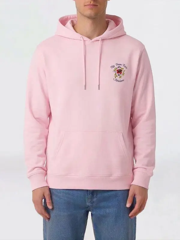 Drole De Monsieur Embroidered Cotton Hoodie - Pink