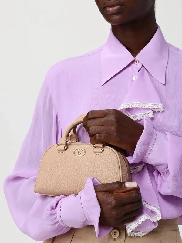 Valentino Garavani Vlogo Signature Grained Leather Mini Bowling Bag