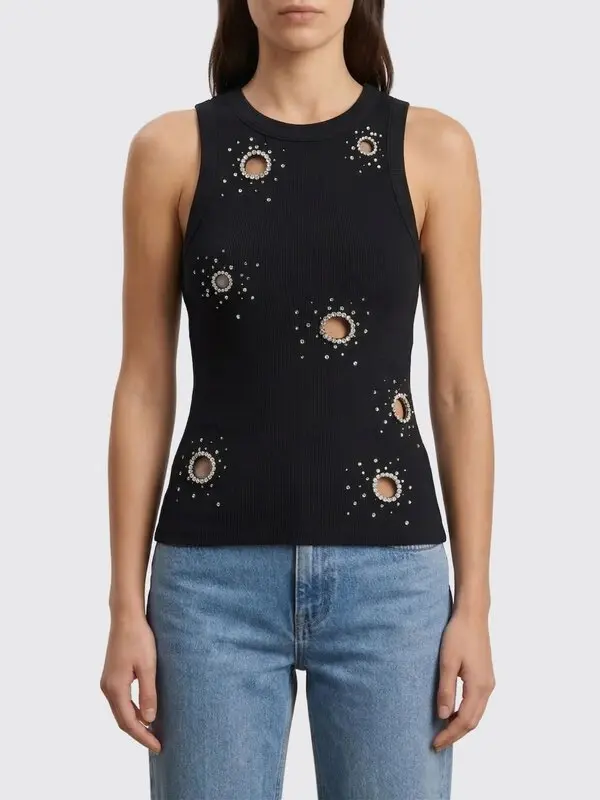 DES_PHEMMES Jersey Top With Appliqués - Black