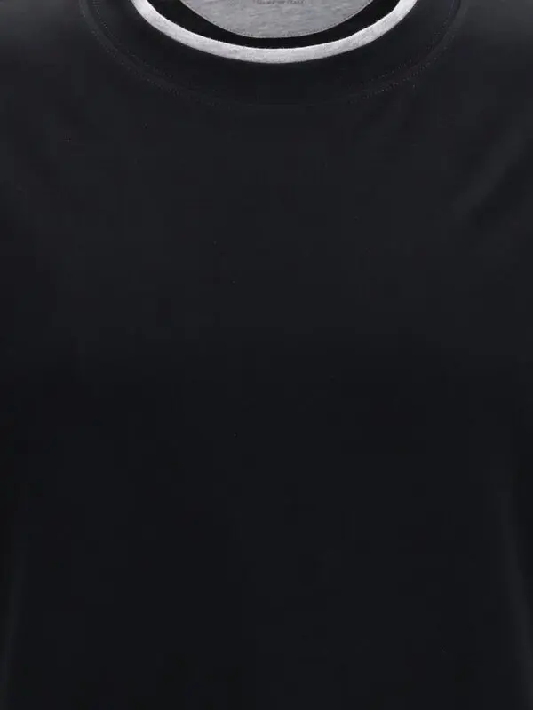 Brunello Cucinelli Crewneck Cotton T-shirt With Contrast Trims - Black