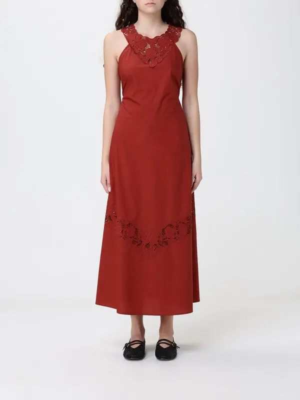 TWINSET Cotton Midi Dress - Brick Red
