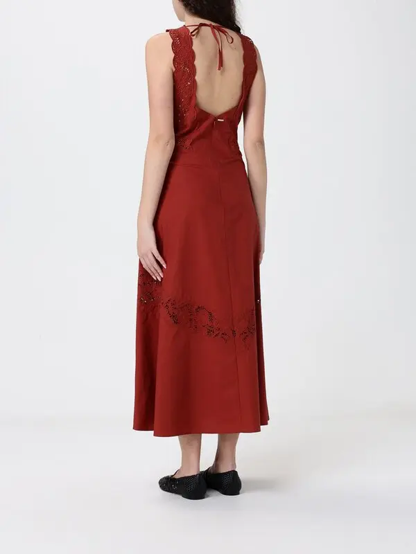 TWINSET Cotton Midi Dress - Brick Red