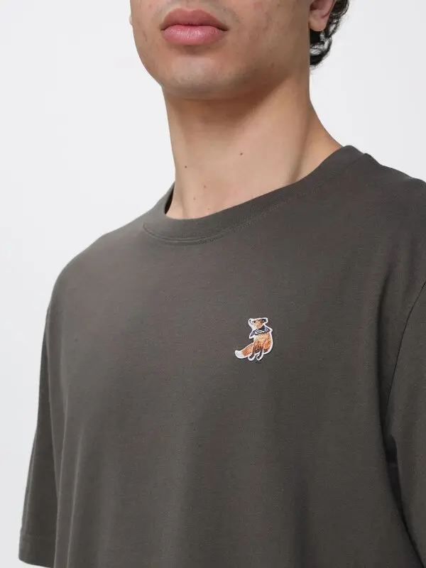 Maison Kitsuné Organic Cotton T-shirt With Logo - Brown