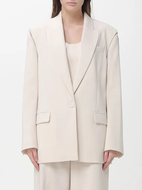 Patrizia Pepe Single-breasted Polyester Blazer - Ivory