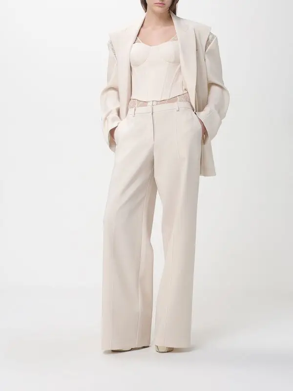 Patrizia Pepe Single-breasted Polyester Blazer - Ivory