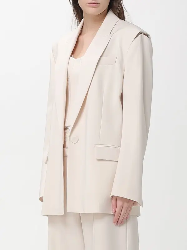 Patrizia Pepe Single-breasted Polyester Blazer - Ivory