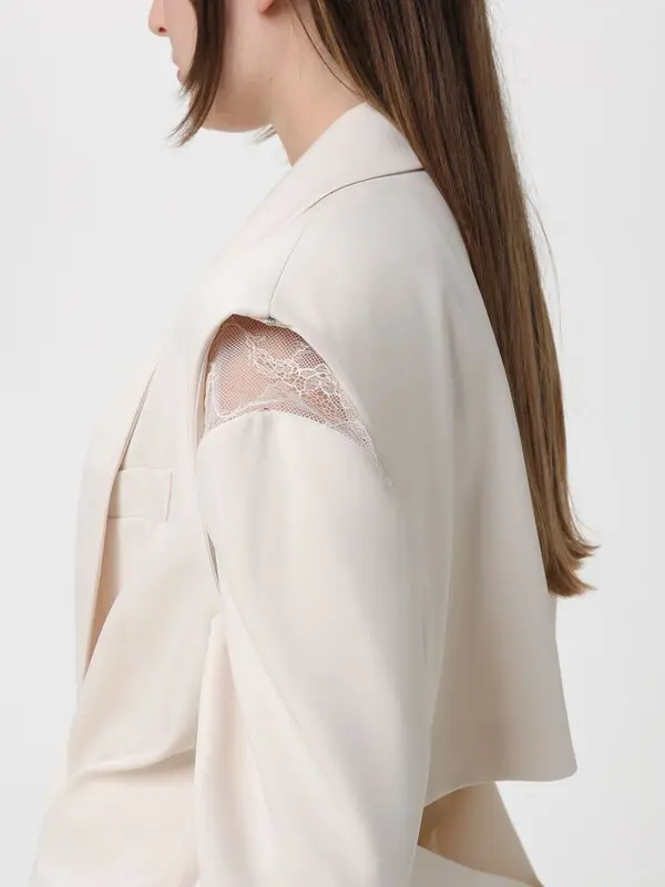Patrizia Pepe Single-breasted Polyester Blazer - Ivory