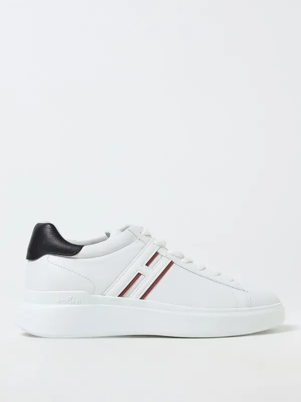 Hogan H580 Smooth Calfskin Sneakers With Contrast H Logo - White