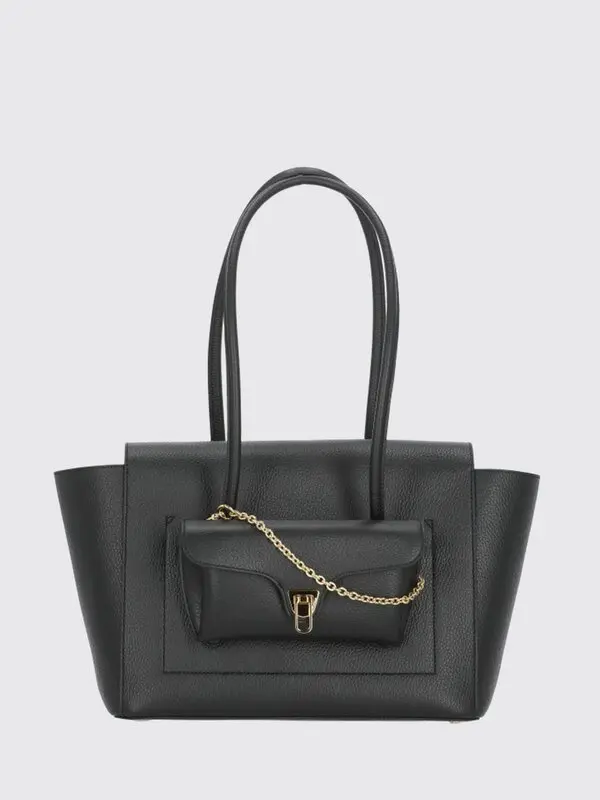 COCCINELLE Double Beat Grained Leather Bag - Black