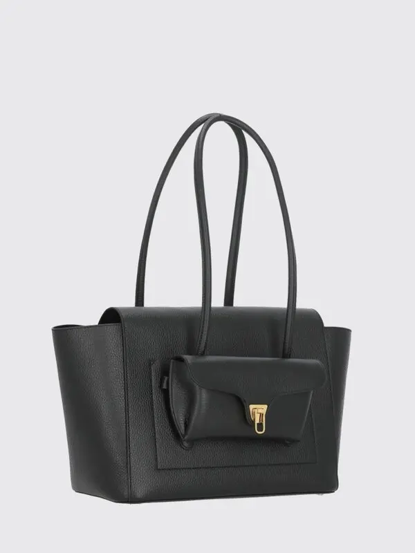 COCCINELLE Double Beat Grained Leather Bag - Black