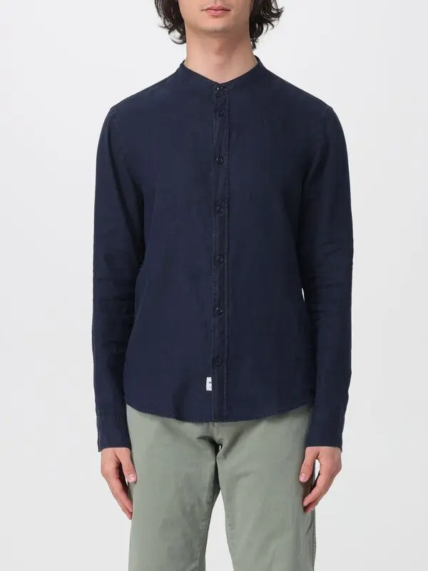 BLAUER. Linen Casual Shirt - Navy