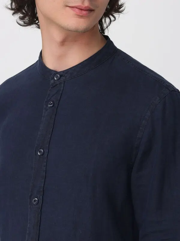 BLAUER. Linen Casual Shirt - Navy