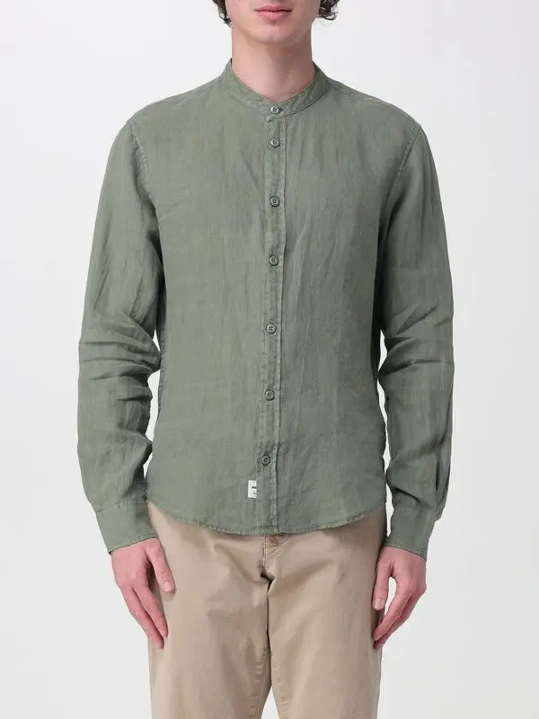 BLAUER. Linen Casual Shirt - Olive