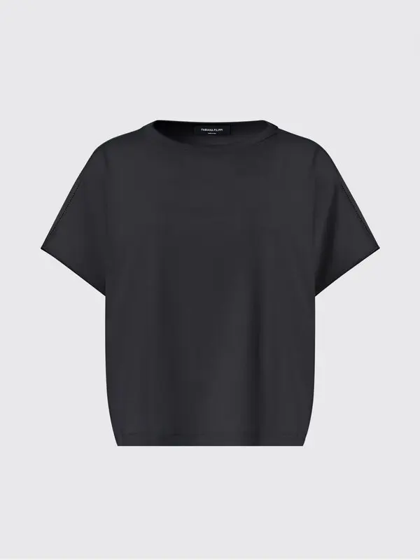 Fabiana Filippi Cotton Jersey T-shirt With Drop Shoulder - Blue