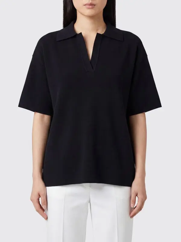 PAROSH P.a.r.o.s.h. Dropped Shoulder Polo Shirt In Viscose Blend