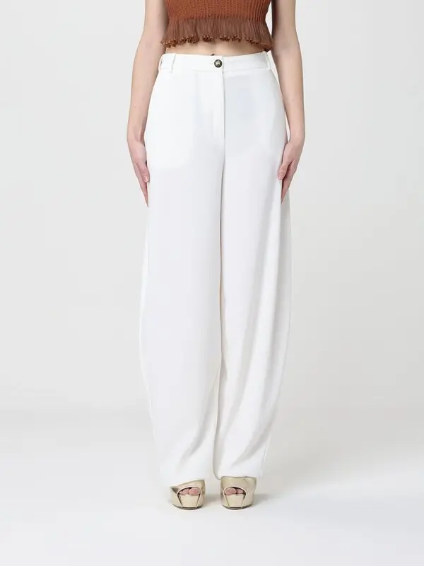 Elisabetta Franchi High-waisted Wide Leg Crêpe Trousers - Ivory