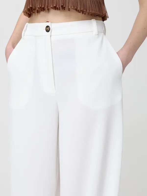Elisabetta Franchi High-waisted Wide Leg Crêpe Trousers - Ivory