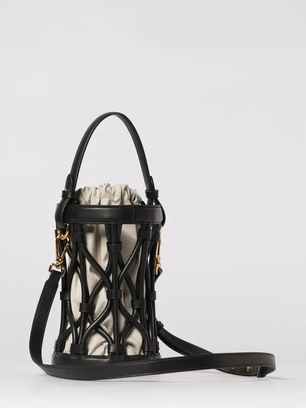 COCCINELLE Koi Mesh Leather And Cotton Canvas Bag - Black