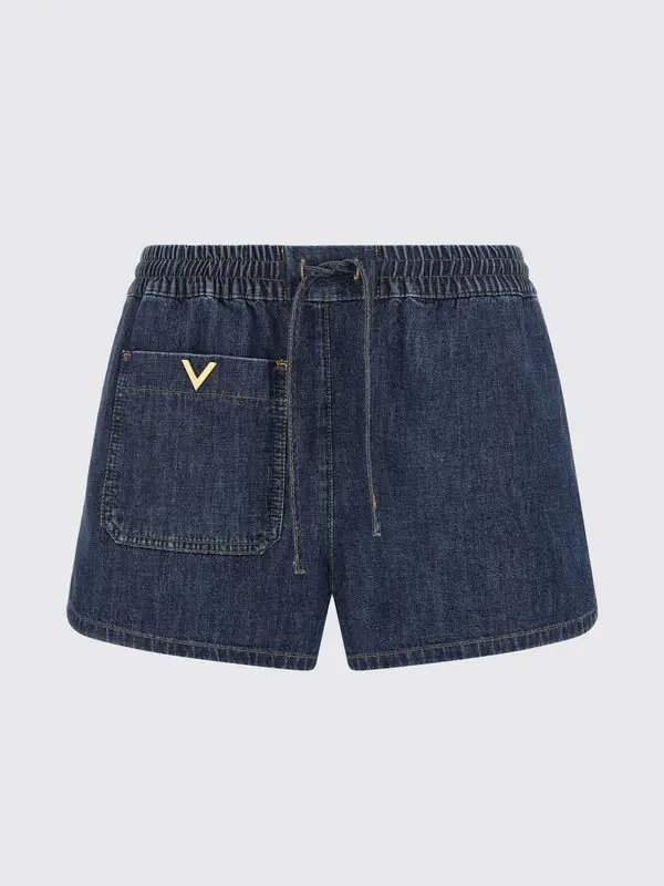 Valentino Garavani Cotton Denim Shorts With Drawstring Waist