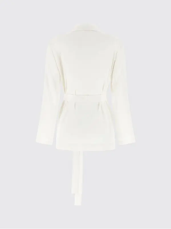 PAROSH Short Robe-style Blazer With Tie-waist Belt - White