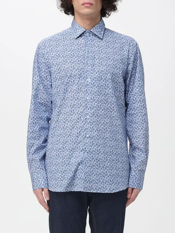 Etro Cotton Shirt With Paisley Print - Blue